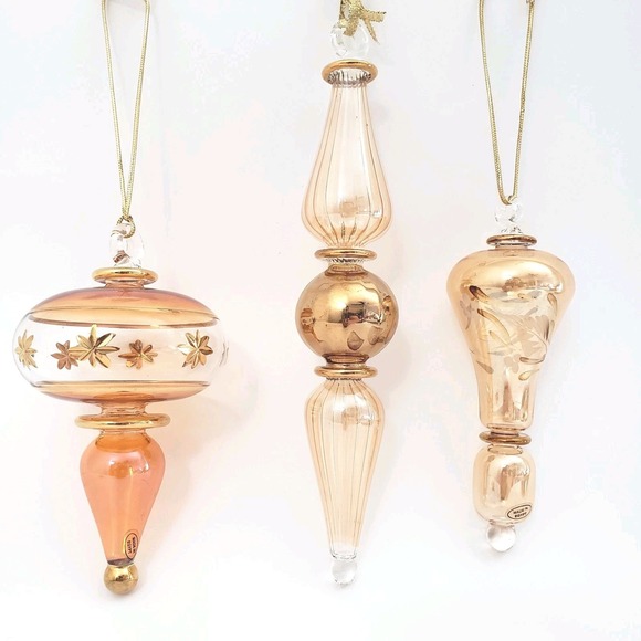 Holiday | Lot Of 3 Vintage Egyptian Glass Amber Champagne Gold Finial ...